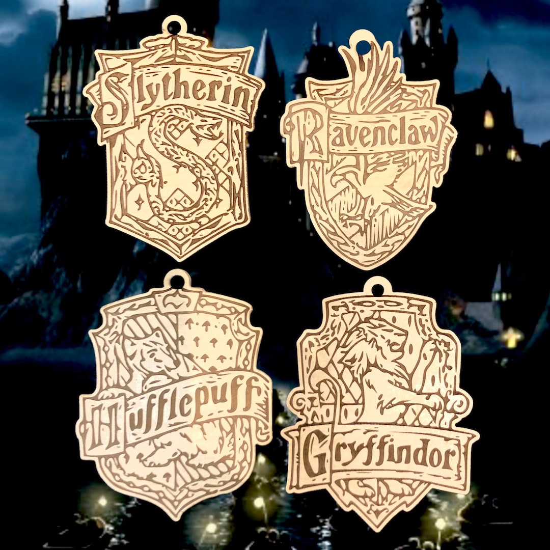 Harry Potter Inspired Laser Engraved Ornaments, Set of 4 Crest House - Etsy