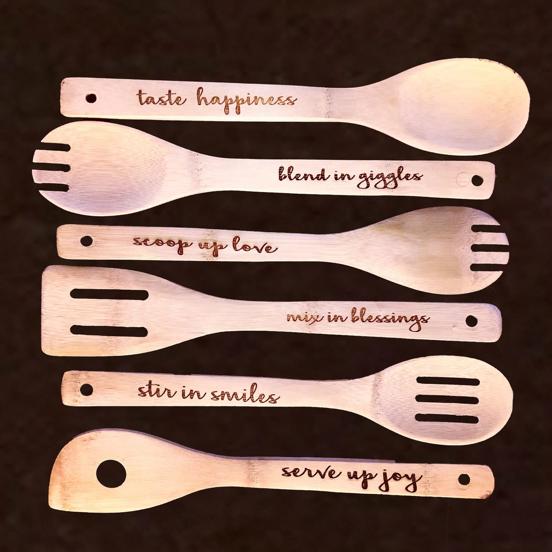 Bamboo Laser Engraved Wooden Utensils - Etsy
