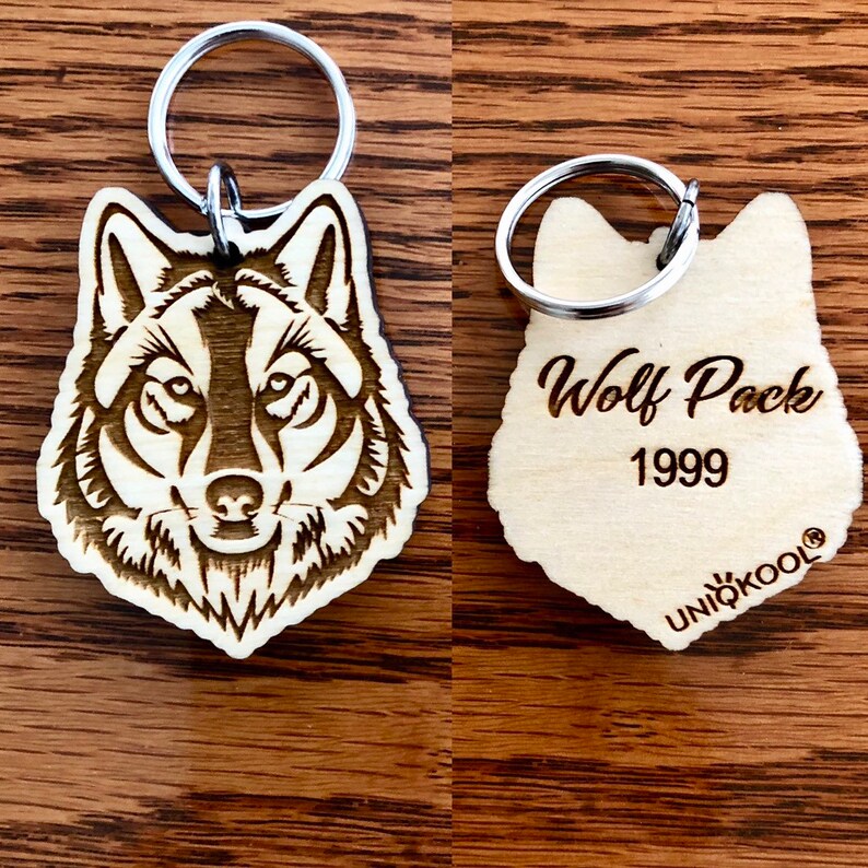 Wolf Head Engraved Keychain Personalized Bag Tag Wolf Tag | Etsy