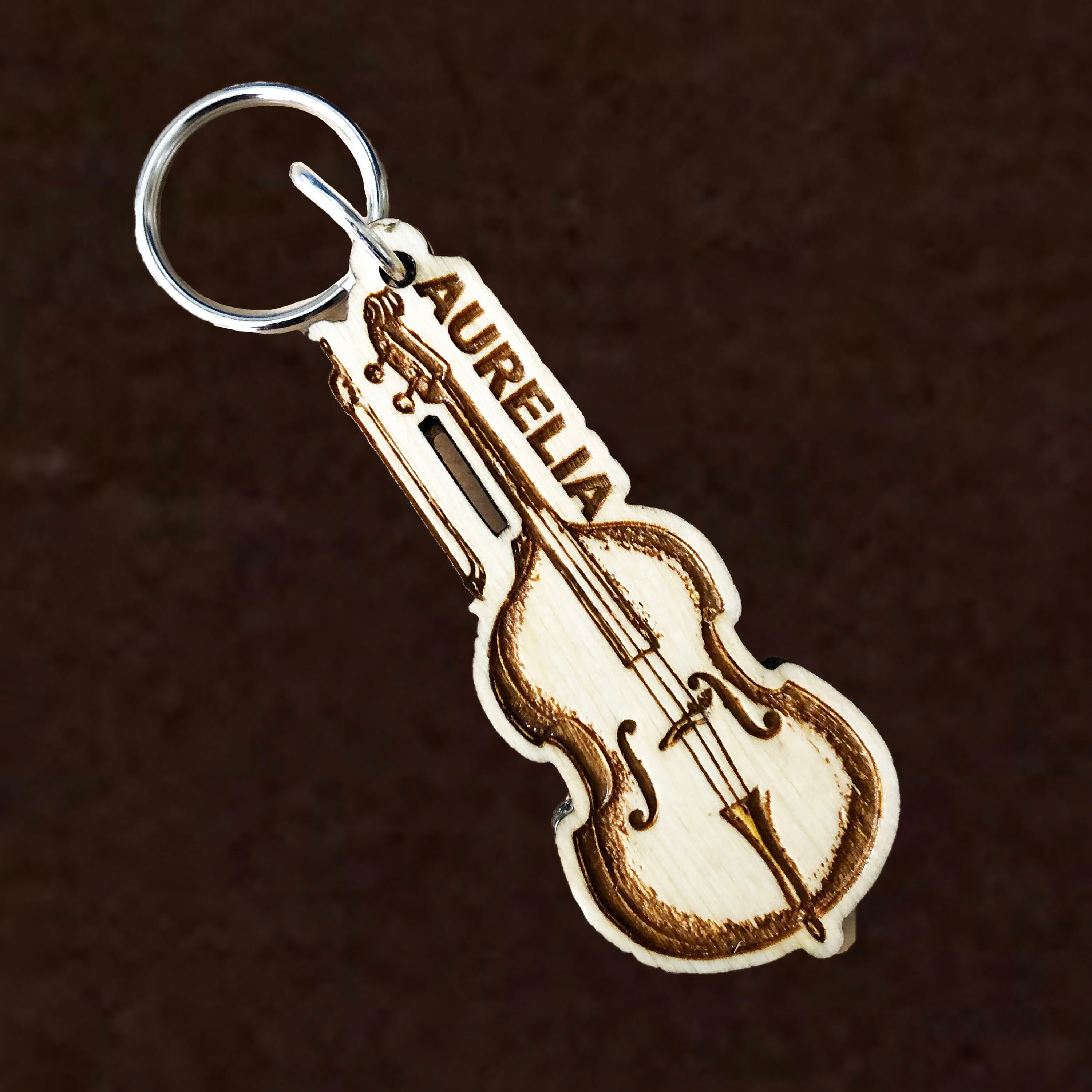 Personalized Wood Instrument Keychain: Engraved Violin, Viola, Cello ...