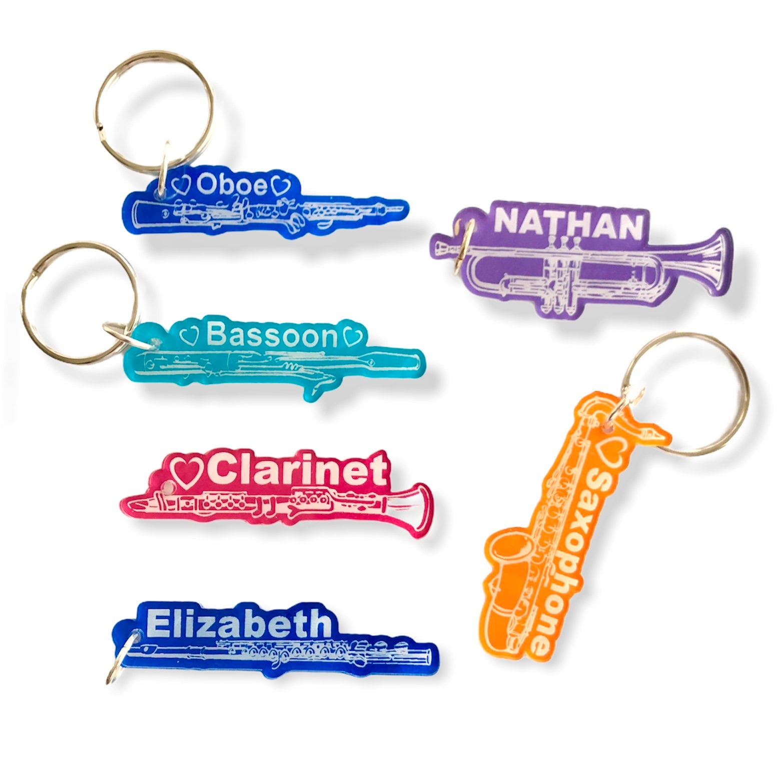 Color Acrylic Music instrument tags flute baritone trumpet - Etsy.de