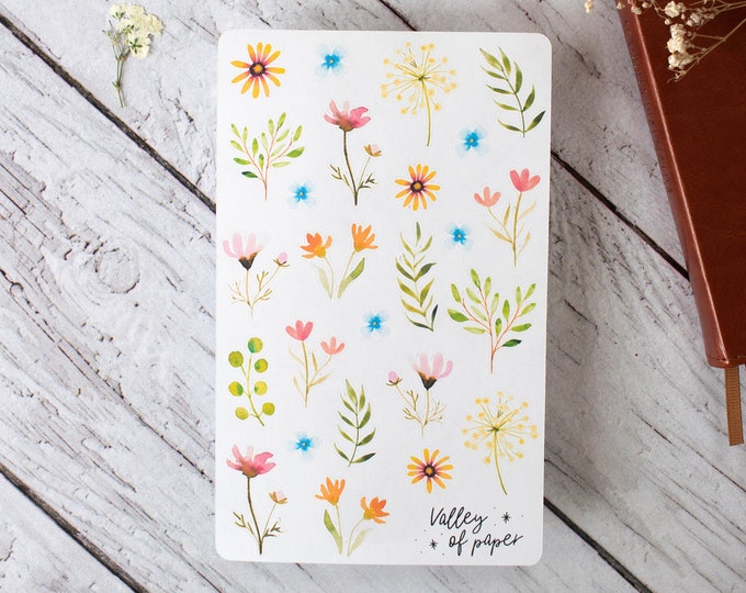 Sheet of Stickers spring Flowers 25 Flowers to Stick for Bullet Journal ...