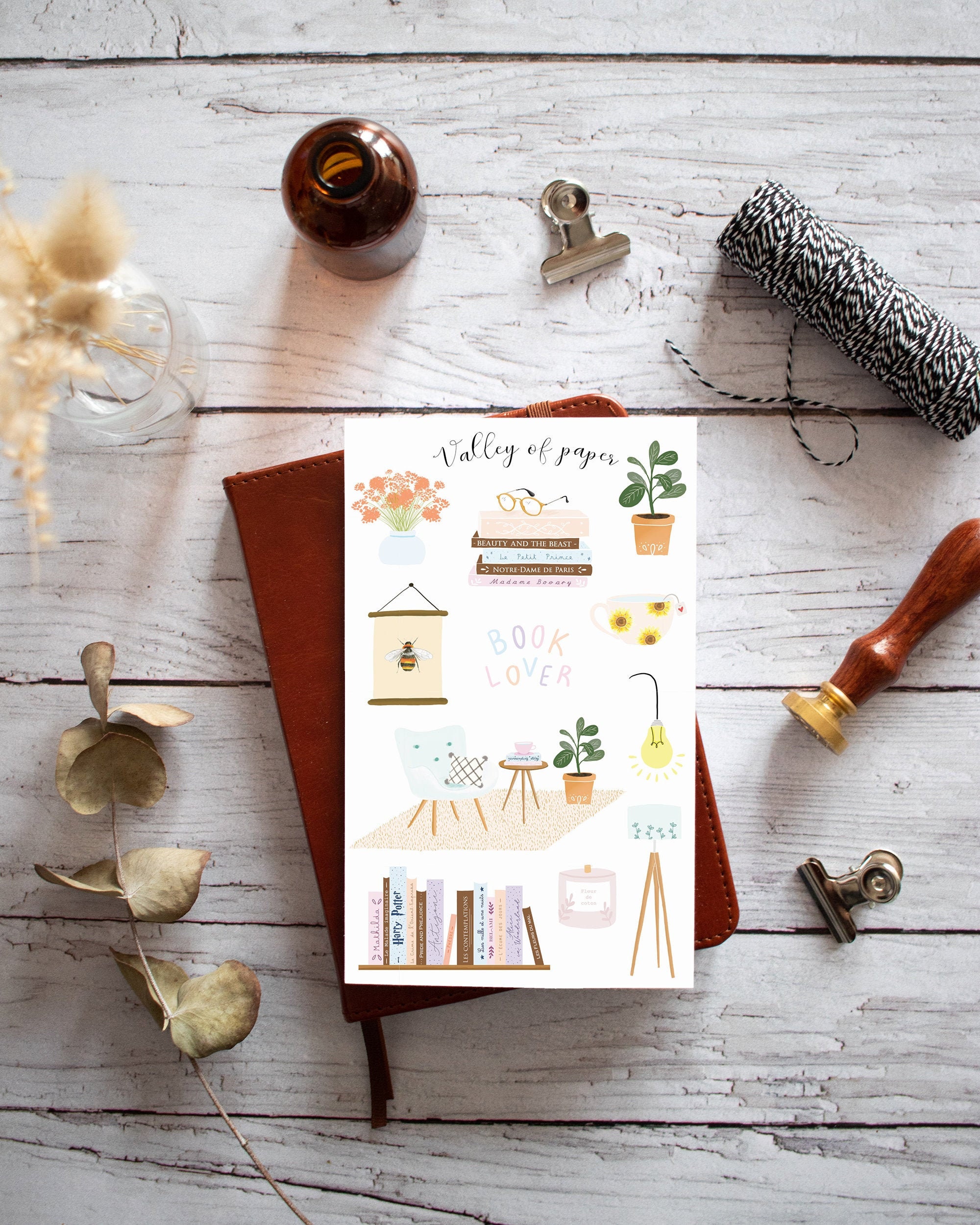 bullet journal Stickers theme books and reading art journal ...