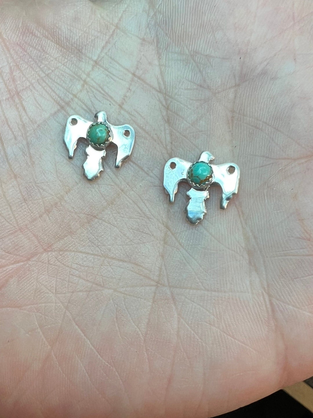 1 Sterling Silver Thunderbird W/ 4mm Turquoise Connector. - Etsy