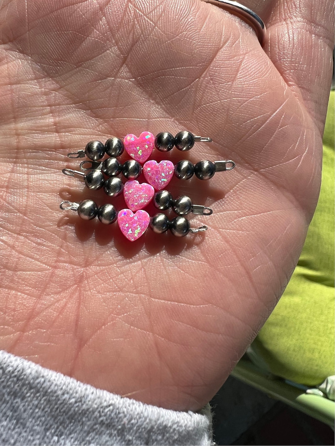 Genuine Navajo Pearl Connectors W/ Pink Aurora Opal Heart. - Etsy