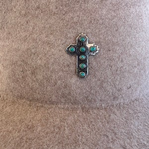 Sterling Silver Cross Hat Pin W/ Genuine Turquoise - Etsy