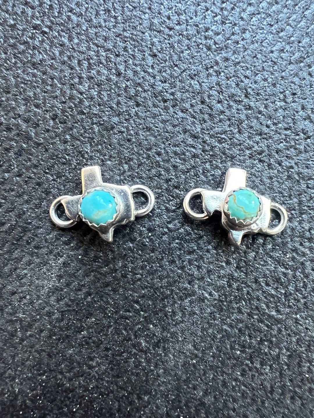 1 Sterling Silver Texas Connector W/ 4mm Kingman Turquoise - Etsy