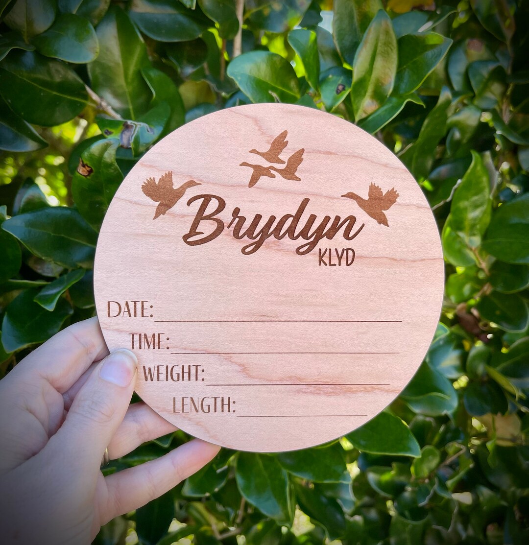Duck Hunting Wooden Baby Name Announcement Sign|engraved Baby Name ...