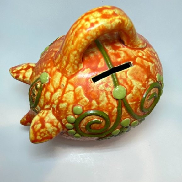Vintage Fitz and Floyd Paper Mache Piggy Bank 1960s Hippie Style ...