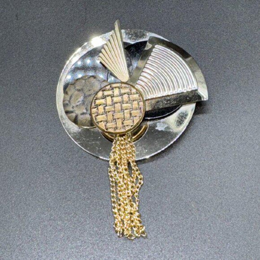 Vintage Canadian Artisan Made Brooch Silver and Gold Tone Geometric ...