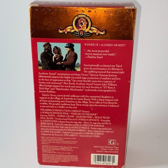 Vintage MGM VHS Tapes Fiddler on the Roof 1971 Version Musical Movie ...