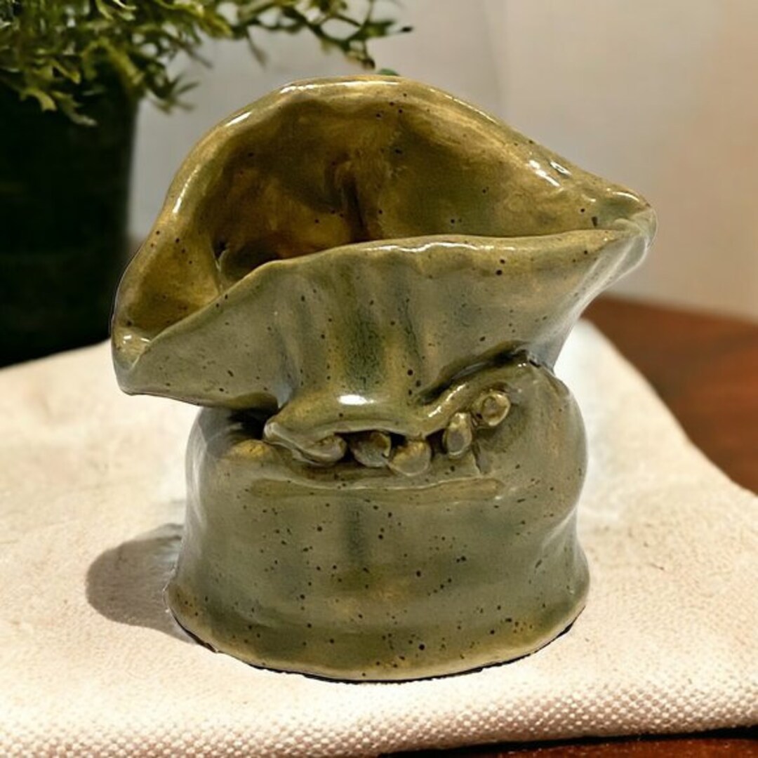 Handcrafted Weird Unusual and One of a Kind Pottery Vase Planter Green ...