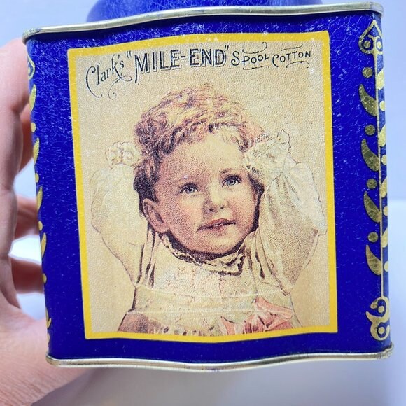 Vintage Tin Container Clark's Mile-end Spool Cotton O.N.T. Cubic Shape ...
