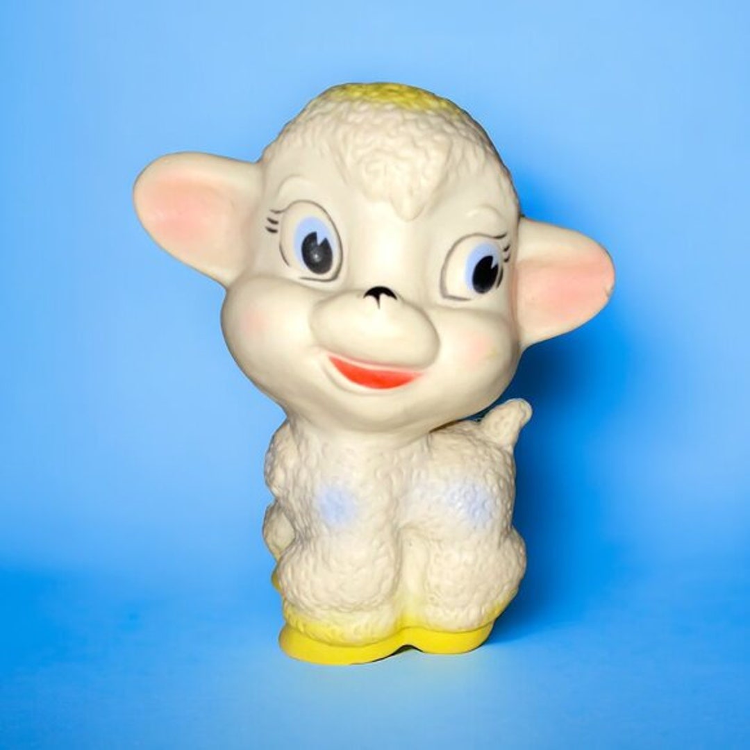 Vintage RARE 1960s Squeaky Rubber Kitsch Child Toy Lamb Collectible ...