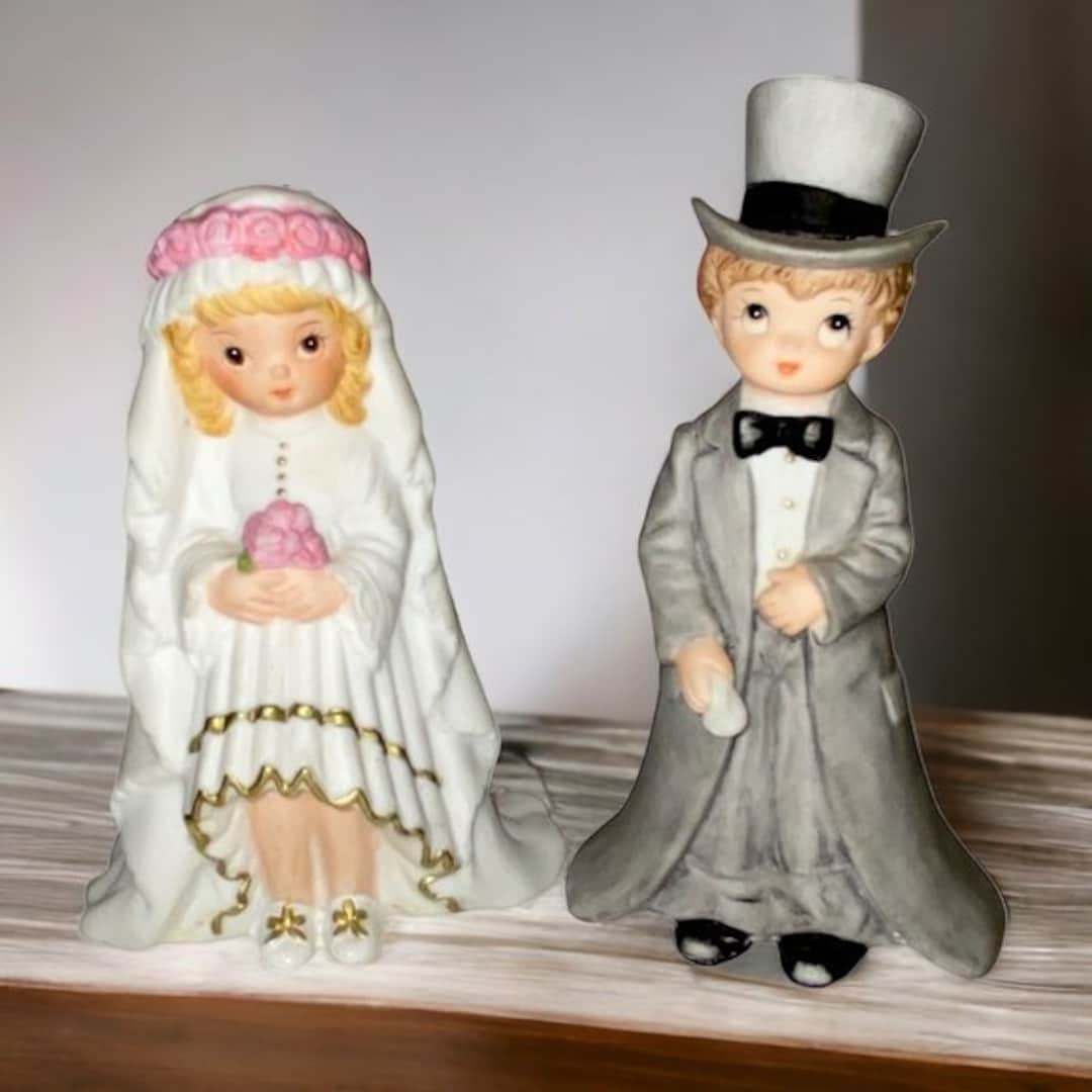 Vintage 1987 Lefton Bisque Ceramic Porcelain Bride and Groom Marriage ...
