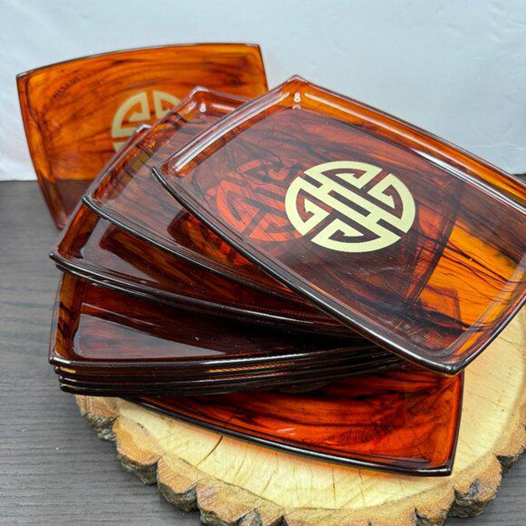 RARE Set of 11 Vintage MCM Lucite Small Trays or Trinket Dishes Faux ...