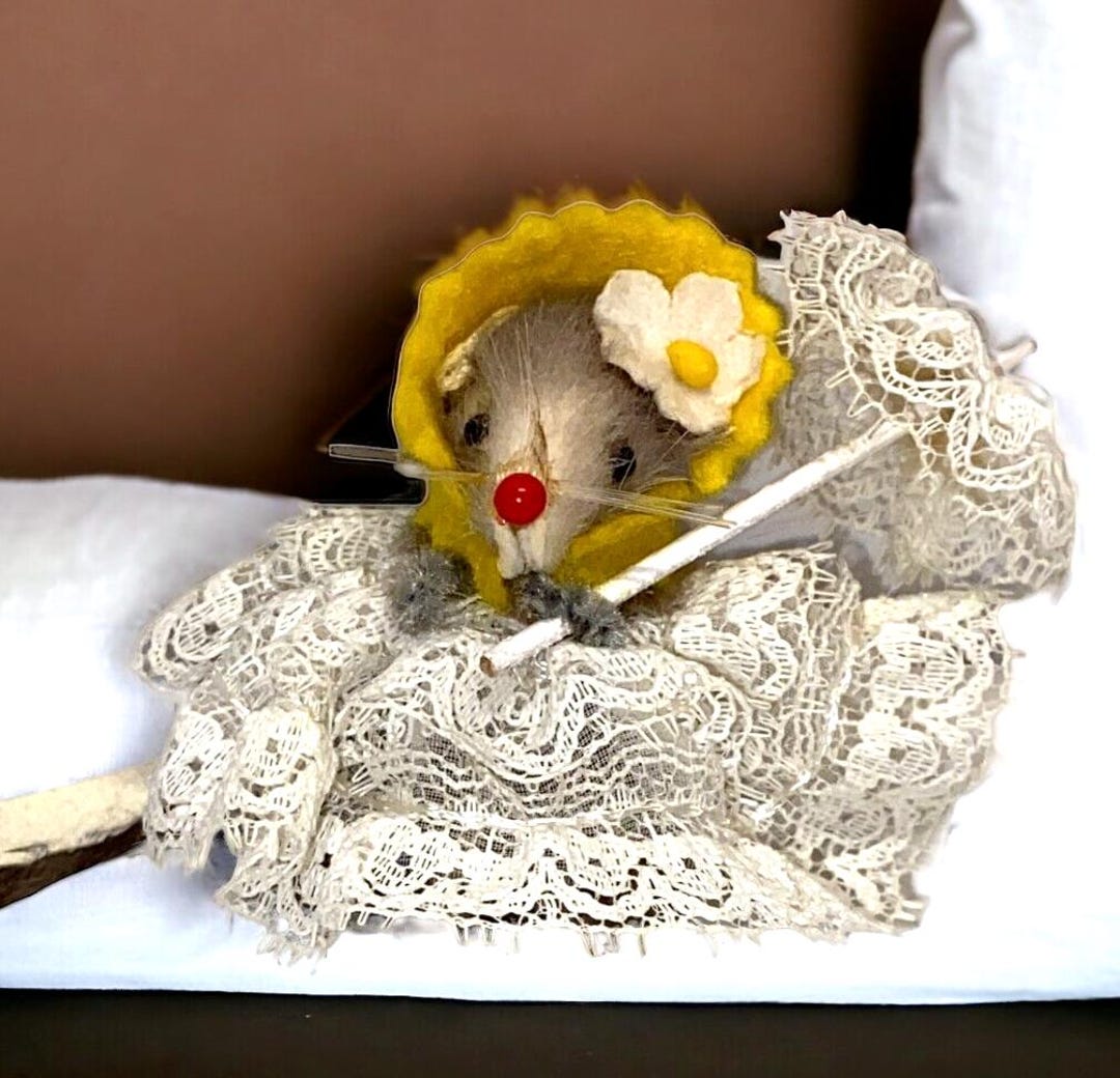 Vintage Real Fur Mouse Miniature Doll Toy Germany Collectible, Southern ...
