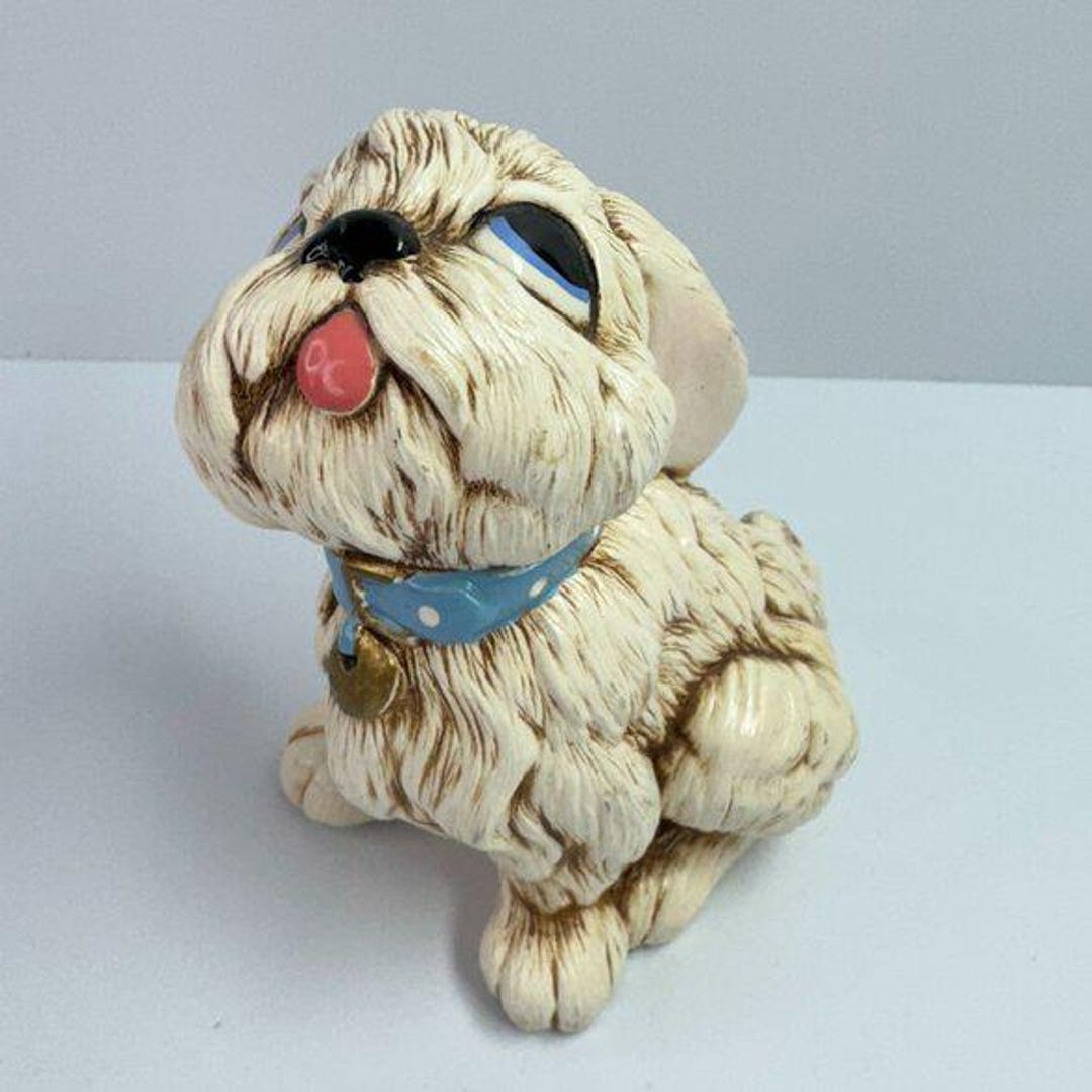 Vintage Pendelfin ENGLAND Tammy Puppy Dog Figurine Blue Collar ...