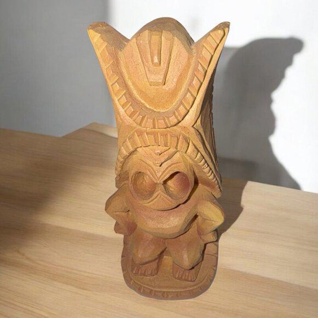 Small TIKI Statuette Figurine Carved Wood Natural Unpolished Polynesian ...