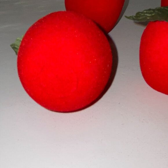 6 Vintage Flocked Red Apples Christmas Tree Ornaments, Vintage ...