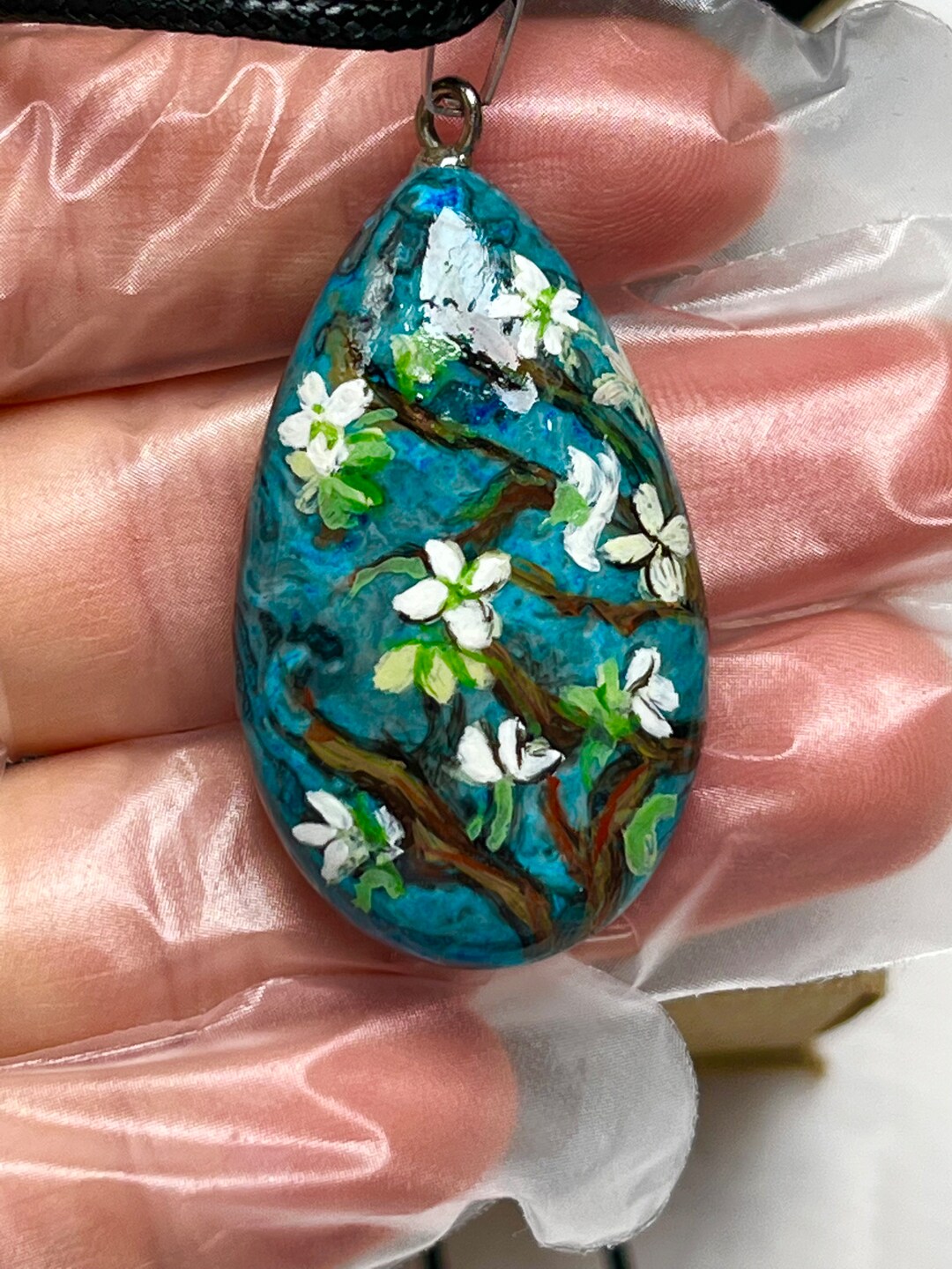 Unique Hand-painted Van Gogh Almond Blossom /stone Made of Agate/ Gift ...