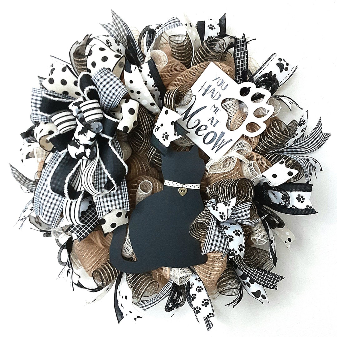 Cat Welcome Weath Cat Lover Wreath Cat Owner Wreath Paw - Etsy