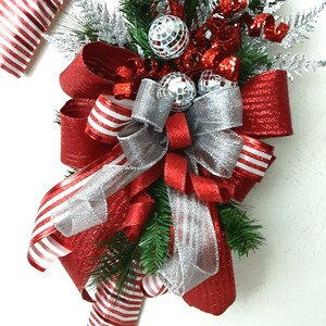 Disco Ball Candy Cane Door Hanger, Red and Silver Candy Cane Wreath ...