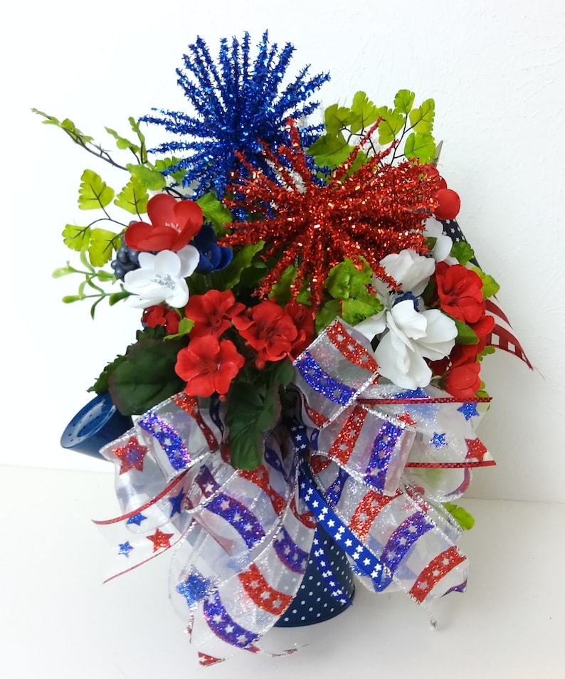Patriotic Centerpiece Summer Floral Flag Centerpiece | Etsy