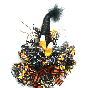 Candy Corn Witch Hat Witch Hat Wreath Witch Hat Halloween - Etsy