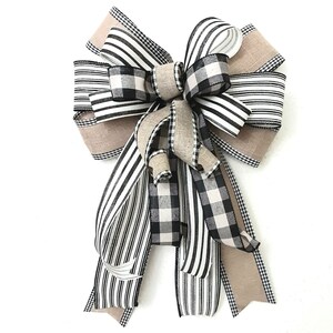 Farmhouse Bow, Lantern Bow, Wreath Bow, Buffalo Plaid Bow, Burlap Bow ...