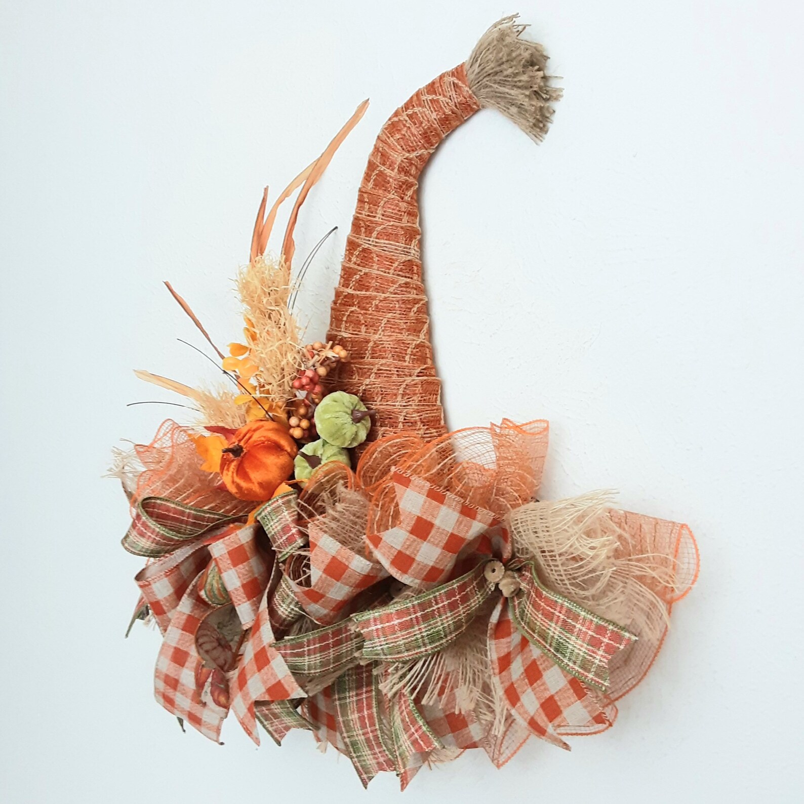 Scarecrow Hat Fall Wreath Fall Door Hanger Fall Front Door - Etsy