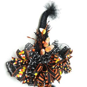 Candy Corn Witch Hat, Witch Hat Wreath, Witch Hat, Halloween Wreath ...
