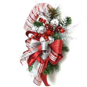 Disco Ball Candy Cane Door Hanger, Red and Silver Candy Cane Wreath ...