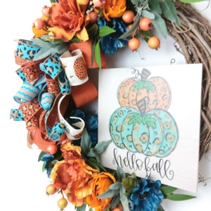 Fall Pumpkin Wreath, Fall Decor, Leopard Print Wreath, Fall Wreath ...