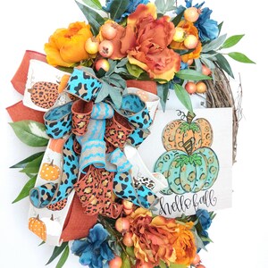 Fall Pumpkin Wreath, Fall Decor, Leopard Print Wreath, Fall Wreath ...