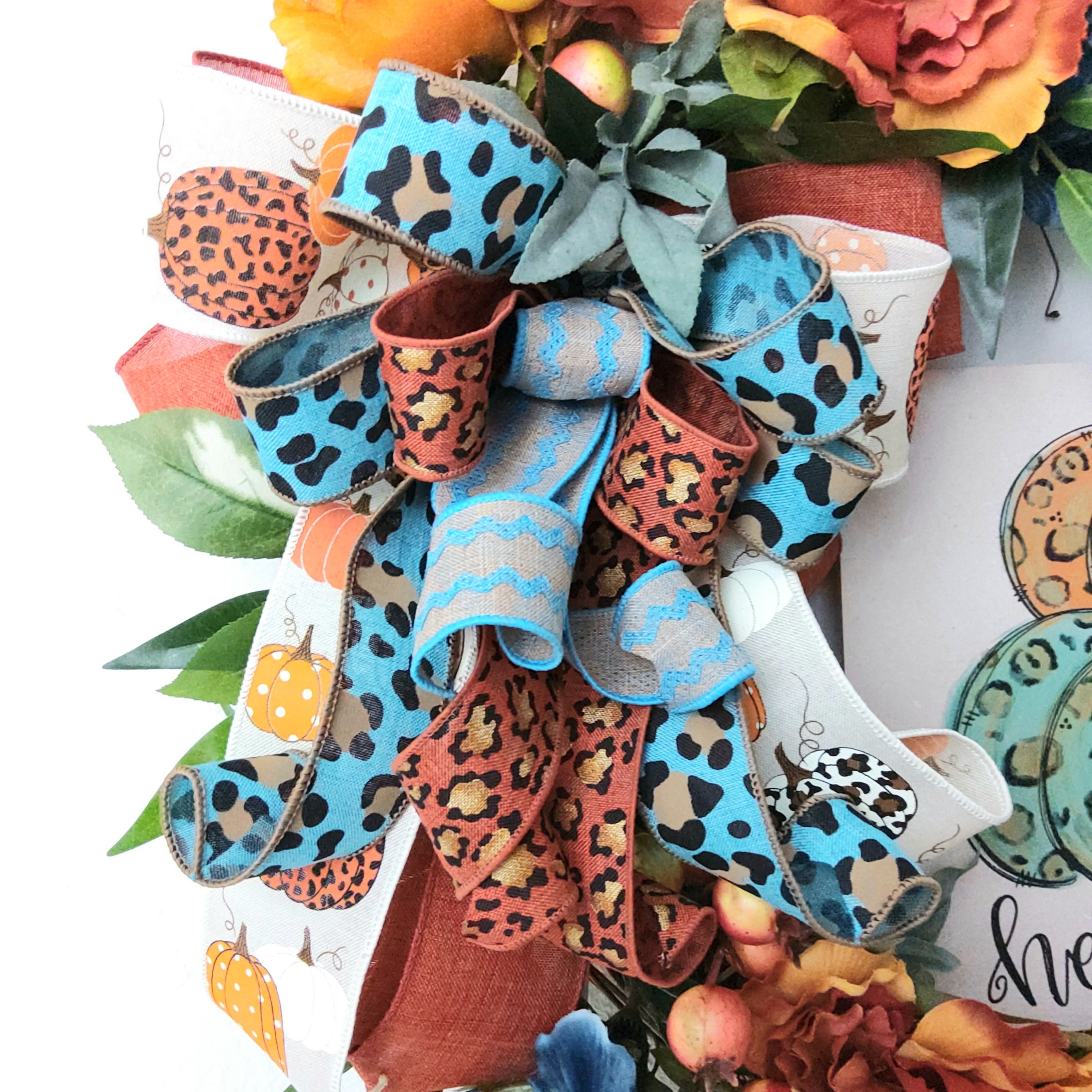 Fall Pumpkin Wreath Fall Decor Leopard Print Wreath Fall | Etsy