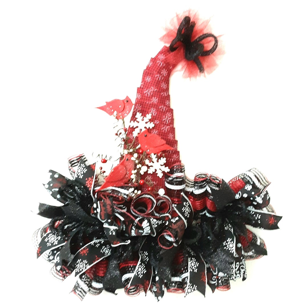 Cardinal Santa Hat Wreath, Snowflake Christmas Door Hanger - Etsy