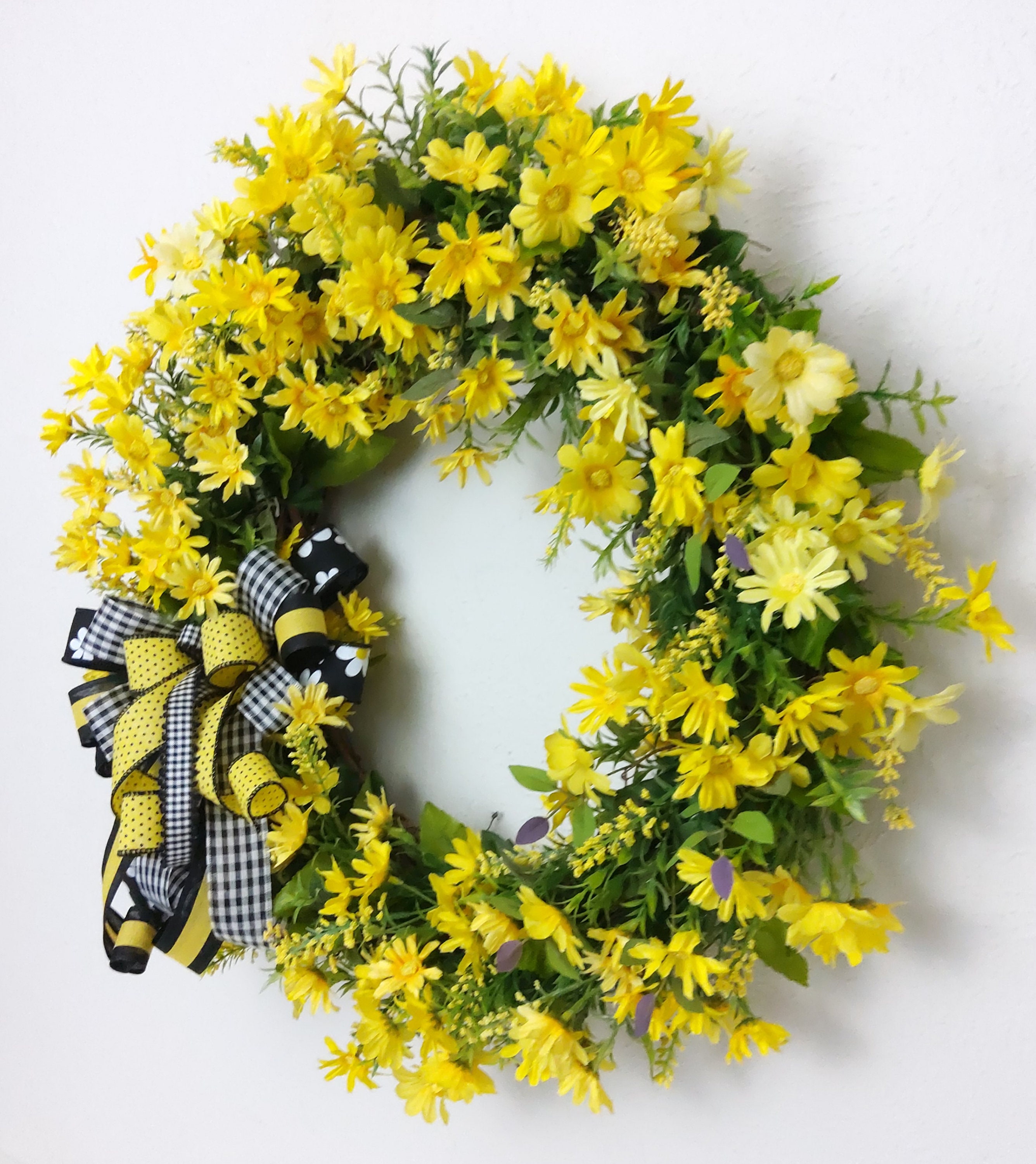 Yellow Daisy Wreath Daisy Grapevine Spring Wreath Floral | Etsy