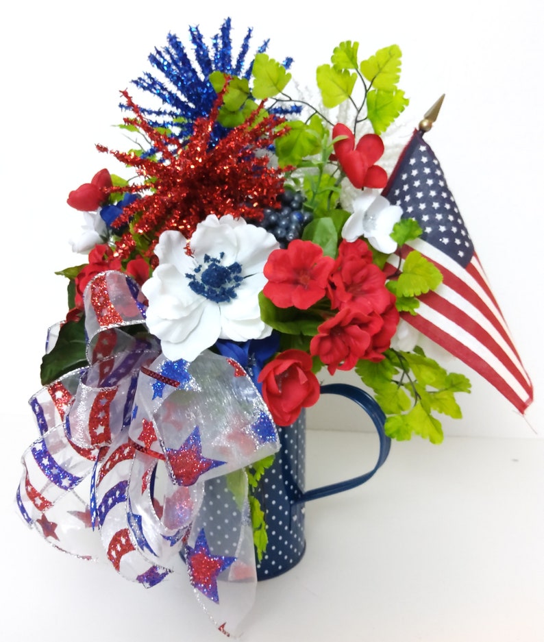 Patriotic Centerpiece Summer Floral Flag Centerpiece | Etsy