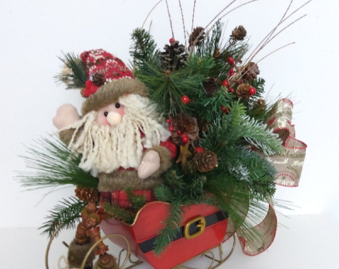 Santa Sleigh Santa Centerpiece Christmas Centerpiece. Rustic | Etsy