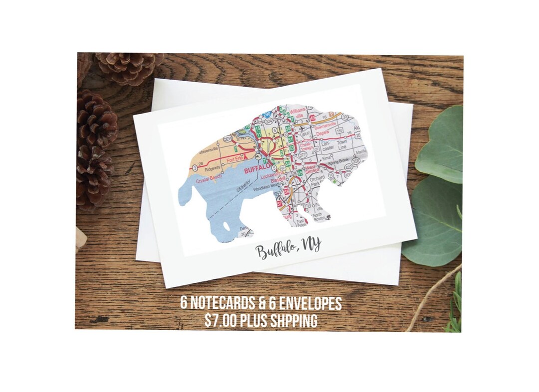 Note Card - Buffalo Map - Etsy