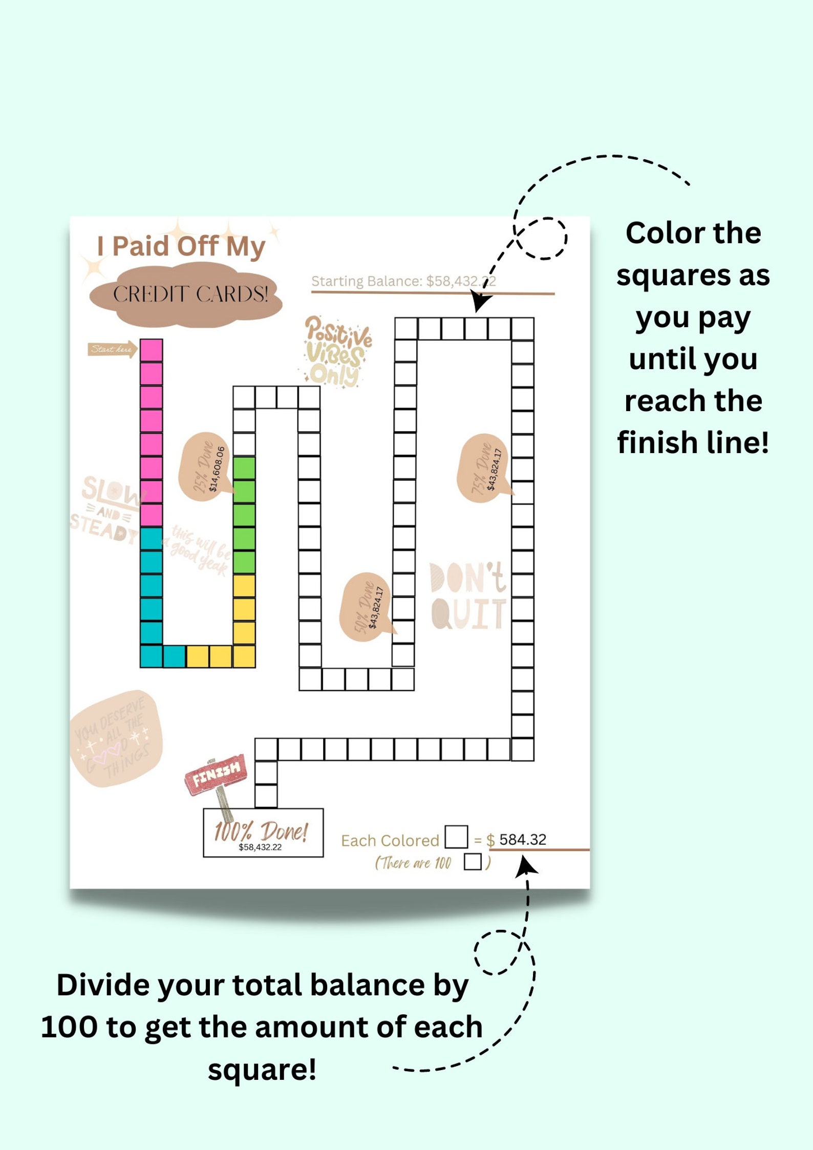 Debt Payoff Tracker Printable: Coloring Sheet, Money Challenge (PDF) - Etsy