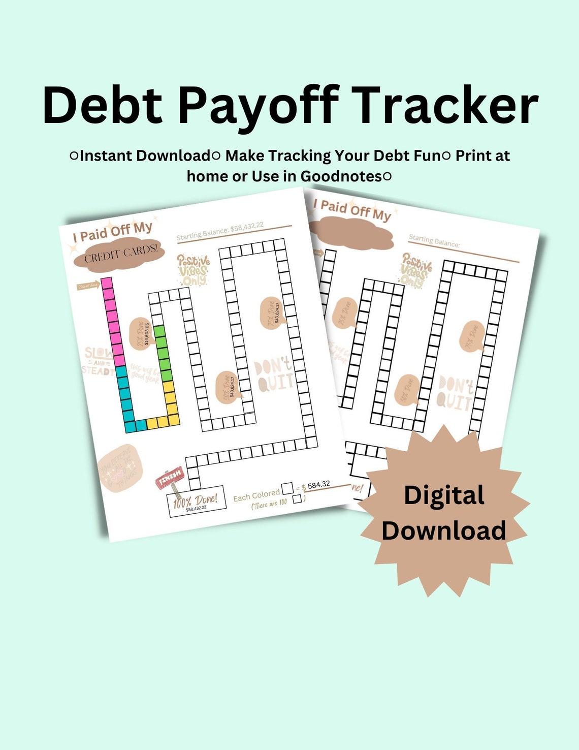 Debt Payoff Tracker Printable: Coloring Sheet, Money Challenge (PDF ...