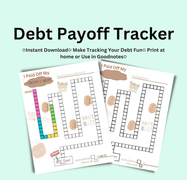 Debt Payoff Tracker Printable: Coloring Sheet, Money Challenge (PDF) - Etsy