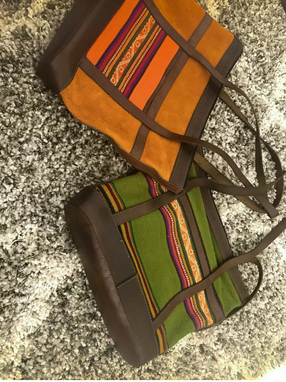 Genuine Leather Bag Made With Alpaca Wool Fabric, Artisan Bag Made With ...