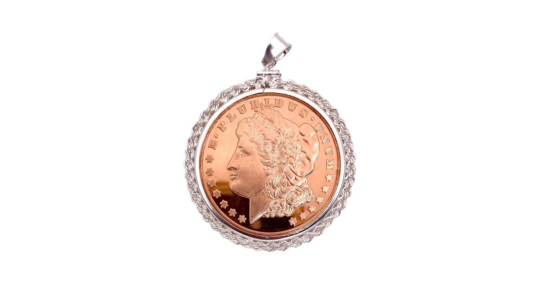 1 Troy Oz of .999 Pure Copper Morgan Round With a Sterling Silver ...