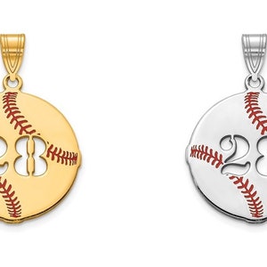 Necklace Included Personalized Cutout Number on Baseball Sterling ...