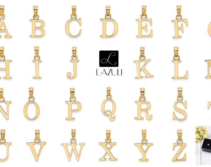 Authentic Diamond Cut 10K Yellow Gold Initial Charm Pendant Necklaces ...