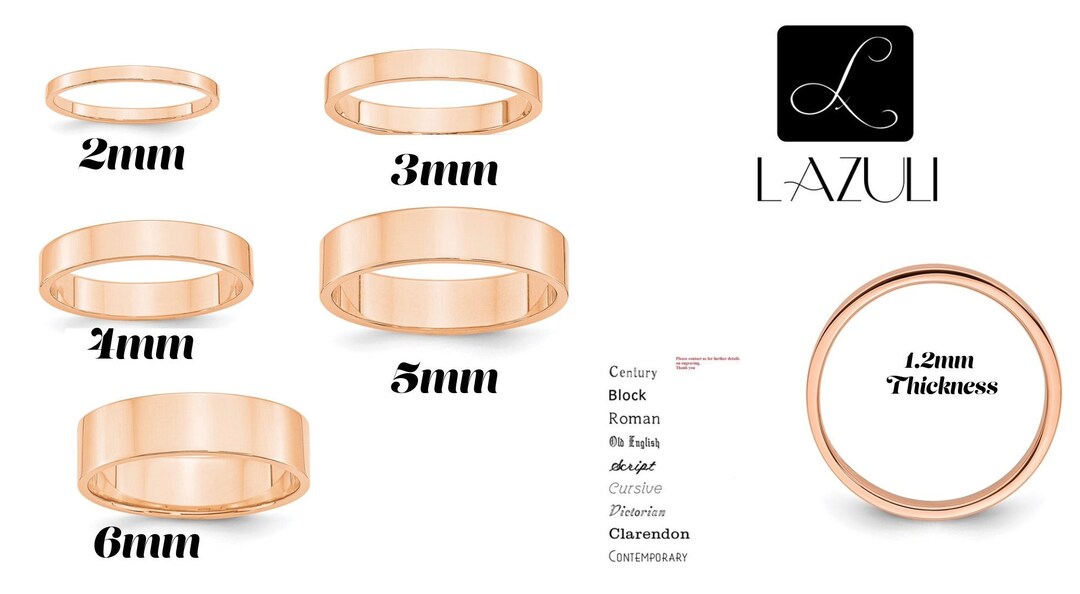 10K Solid Rose Gold Wedding Band Ring 2mm 3mm 4mm 5mm 6mm Flat Men's ...
