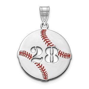 Necklace Included Personalized Cutout Number on Baseball Sterling ...